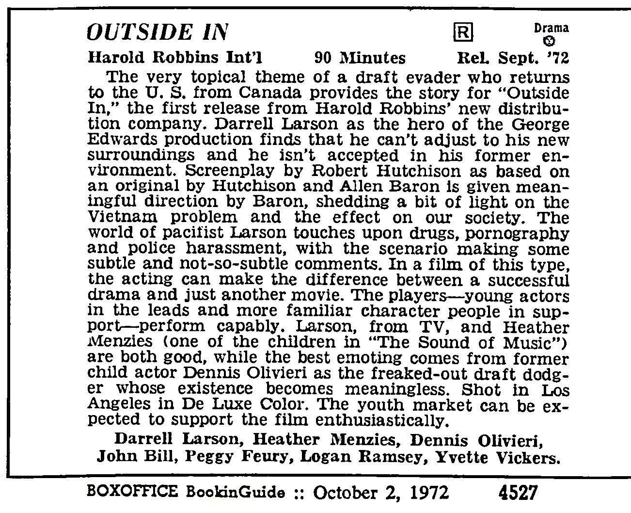 TEMPLE OF SCHLOCK: Movie Ad of the Week: OUTSIDE IN (1972)