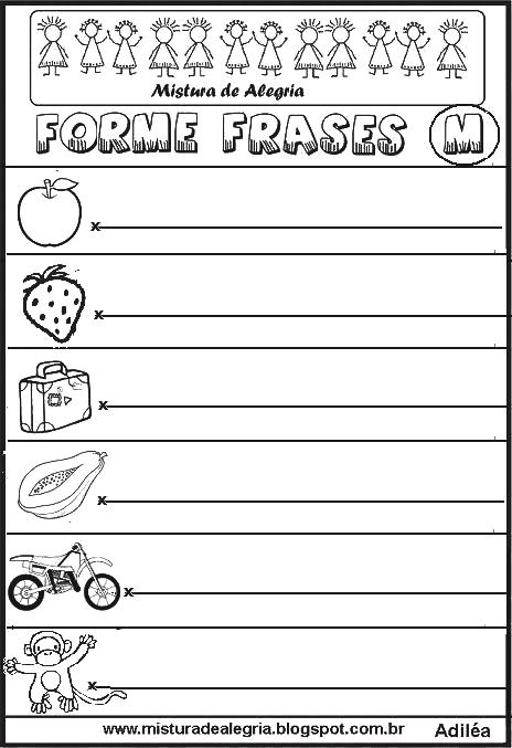 FORMANDO FRASES COM OS DESENHOS, ATIVIDADES PARA ALFABETIZAÇÃO ...