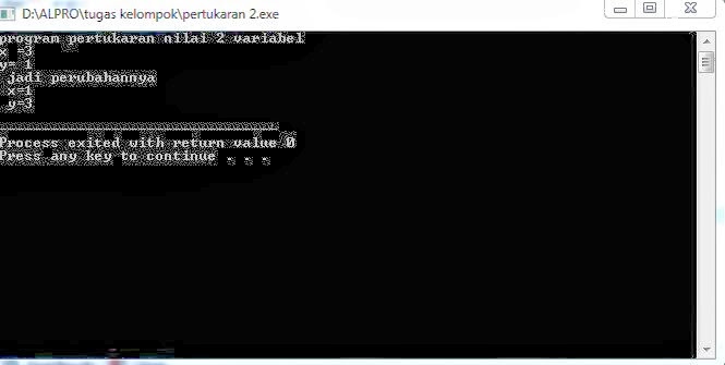 Algoritma dan Pemrograman Pertukaran Nilai nilai Dua Variabel