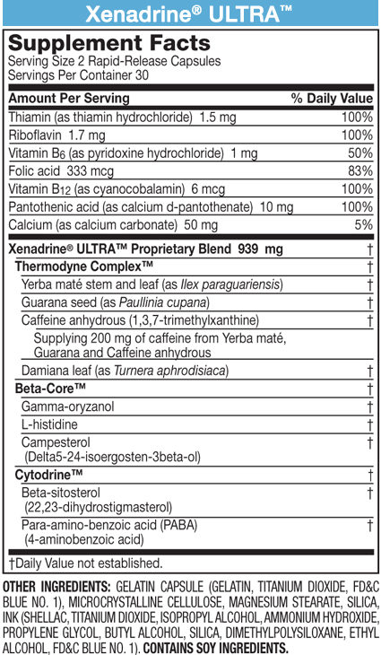 SUPLEMENTOS DEPORTIVOS: XENADRINE ULTRA 60 CÁPSULAS