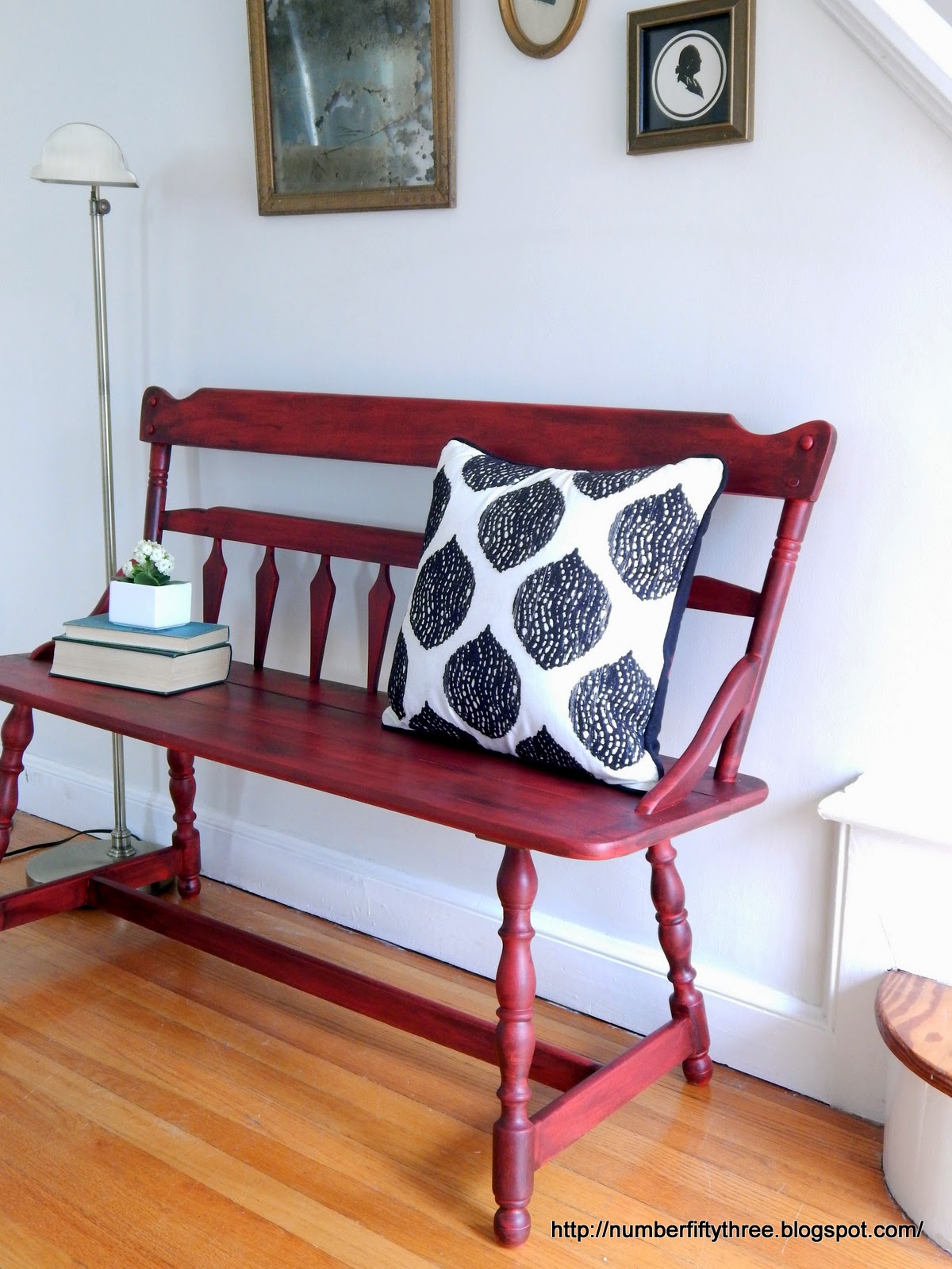 Number Fifty-Three: Red Glazed Painted Vintage Bench