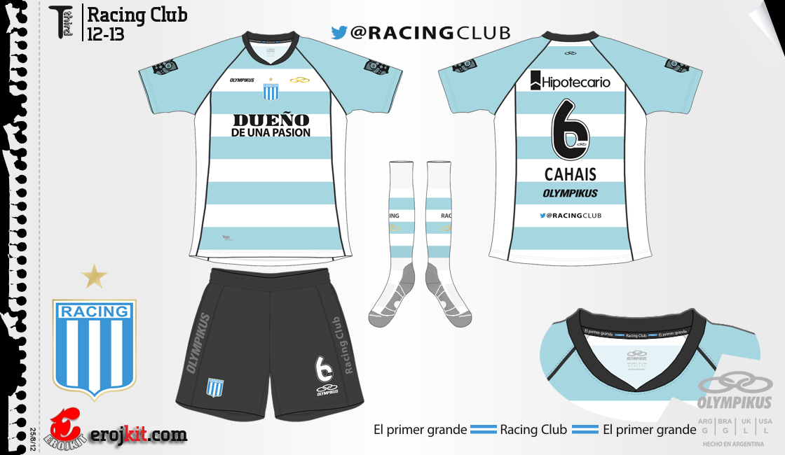 Kit Design, by eroj: 2012-13 Racing (Home, Away e Third)