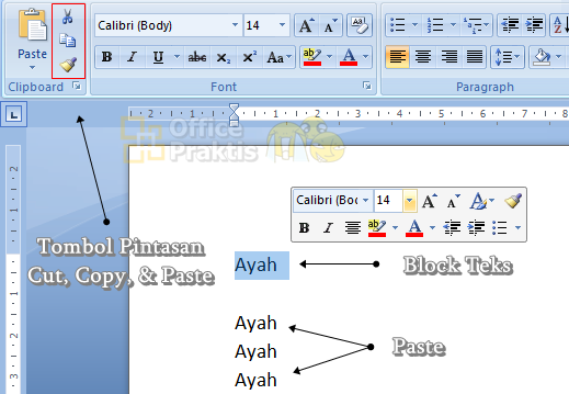 Cara Menggunakan Cut, Copy & Paste di Ms. Office - Office Praktis
