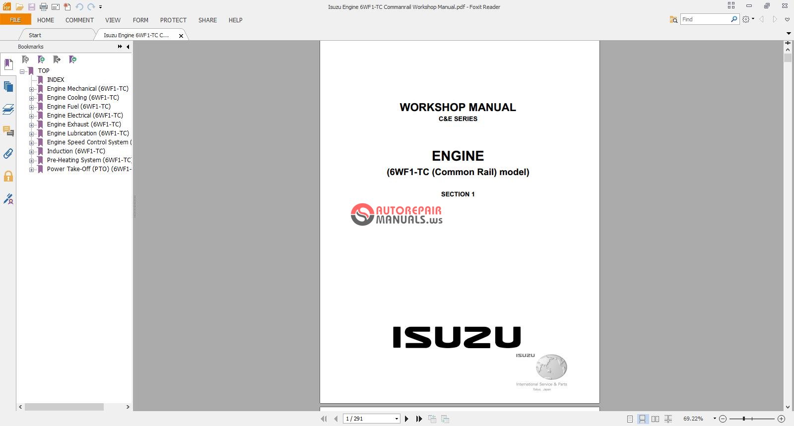 Free Auto Repair Manual : Isuzu Engine 6WF1-TC Commanrail Workshop Manual