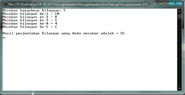 Contoh Program C# Console Application Jumlah dari Bilangan yang ...