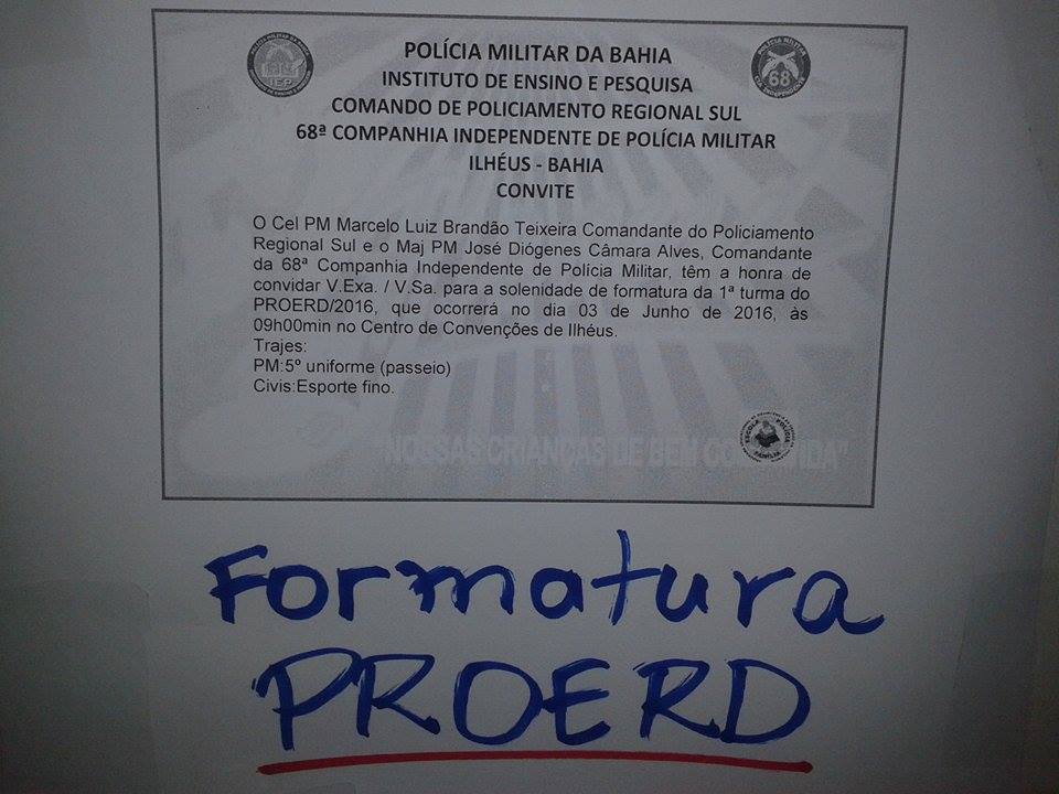 COLÉGIO ESTADUAL ANTÔNIO SÁ PEREIRA - CEASP: CONVITE - FORMATURA DO PROERD
