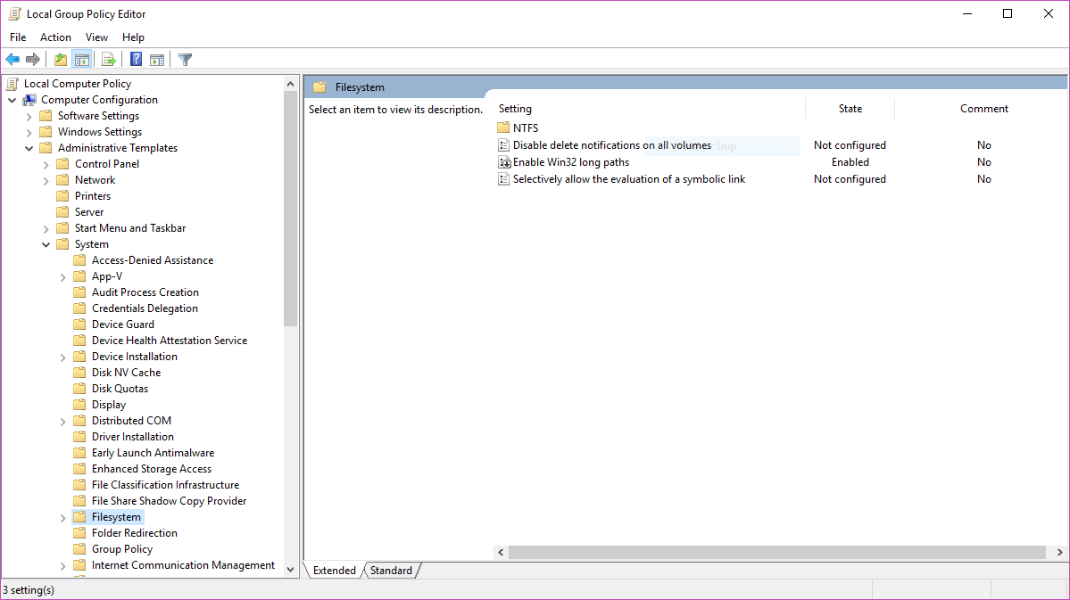Windows 10 enable long file/folder path