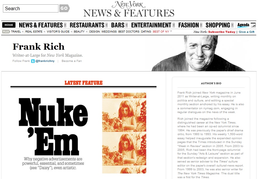 Journalism or Bust!: Creating a Publishing Platform: Frank Rich