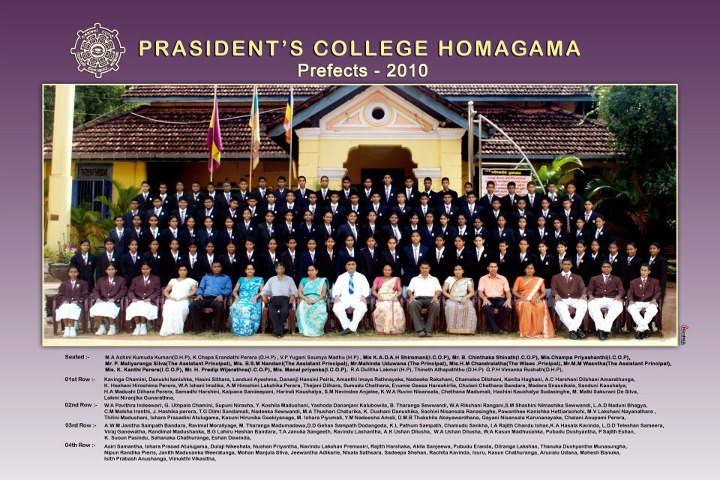 President's College Homagama (2011 O/L Batch): 2010 Prefect Board