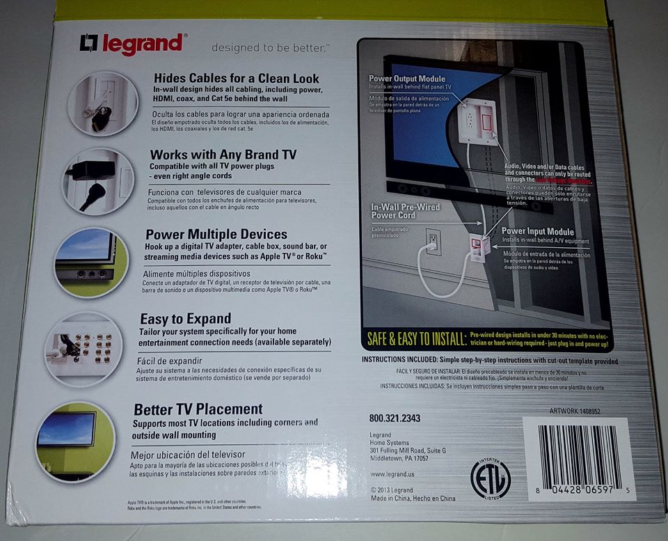 Legrand In-Wall TV Power Kit available at Best Buy | Wrapped Up N U
