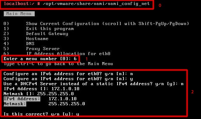 Pantallazos.es: Configurar IP vCenter Appliance - CLI