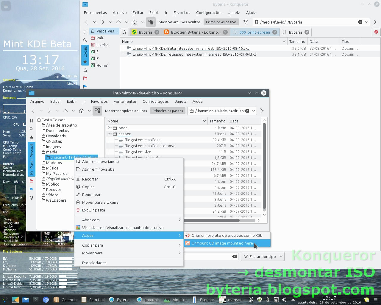 Byteria: Konqueror como gerenciador arquivos