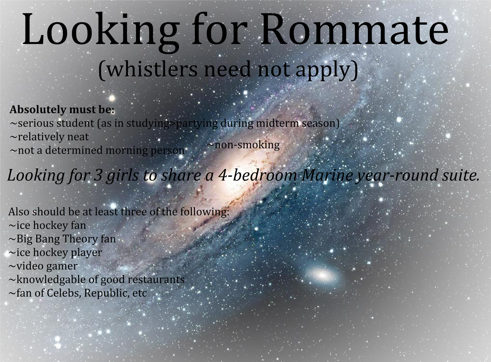 Sunshine, On Rainy Days: The perfect roommate ad