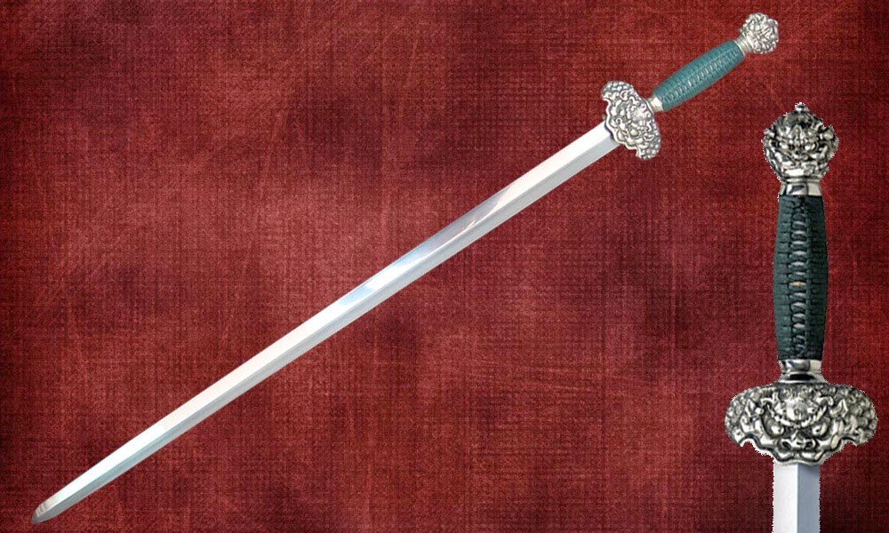 Antique Swords Weaponry: Battle Ready Jade Lion Gim sword