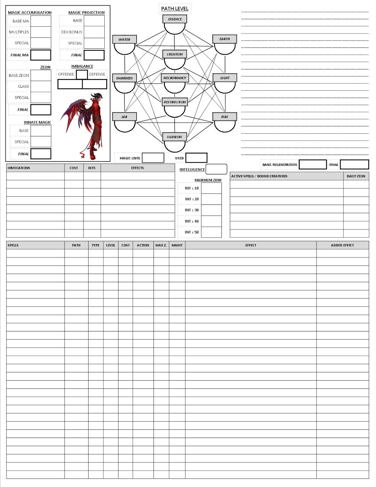 Graphite Prime: Anima: Beyond Fantasy Character Sheets