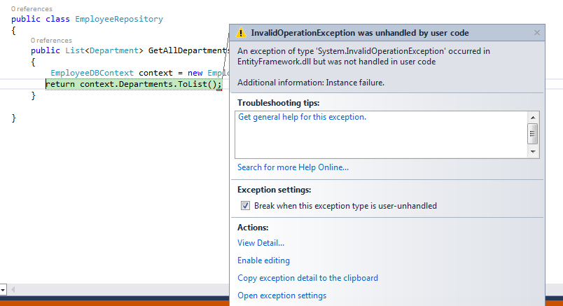 instance failure' error while connection string is correct ~ Exercises ...