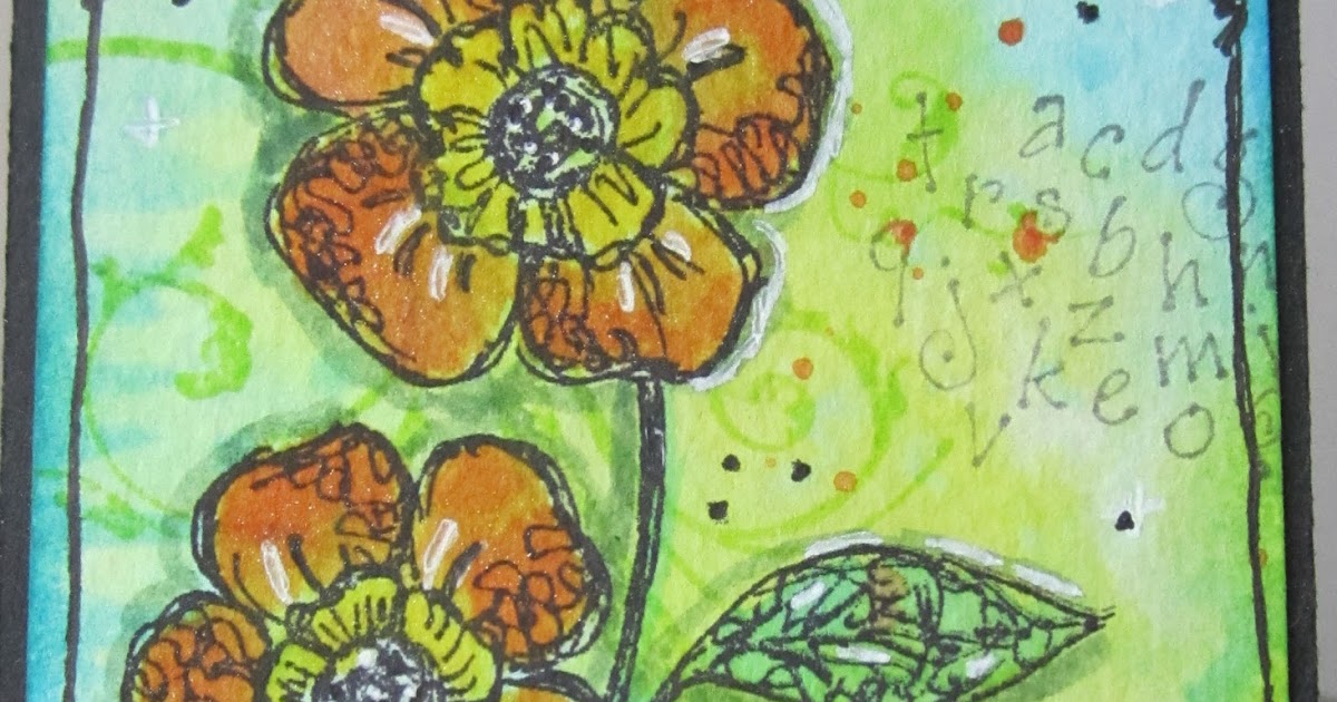 Magenta: ATC Scribble flower - ATC fleurs gribouillées