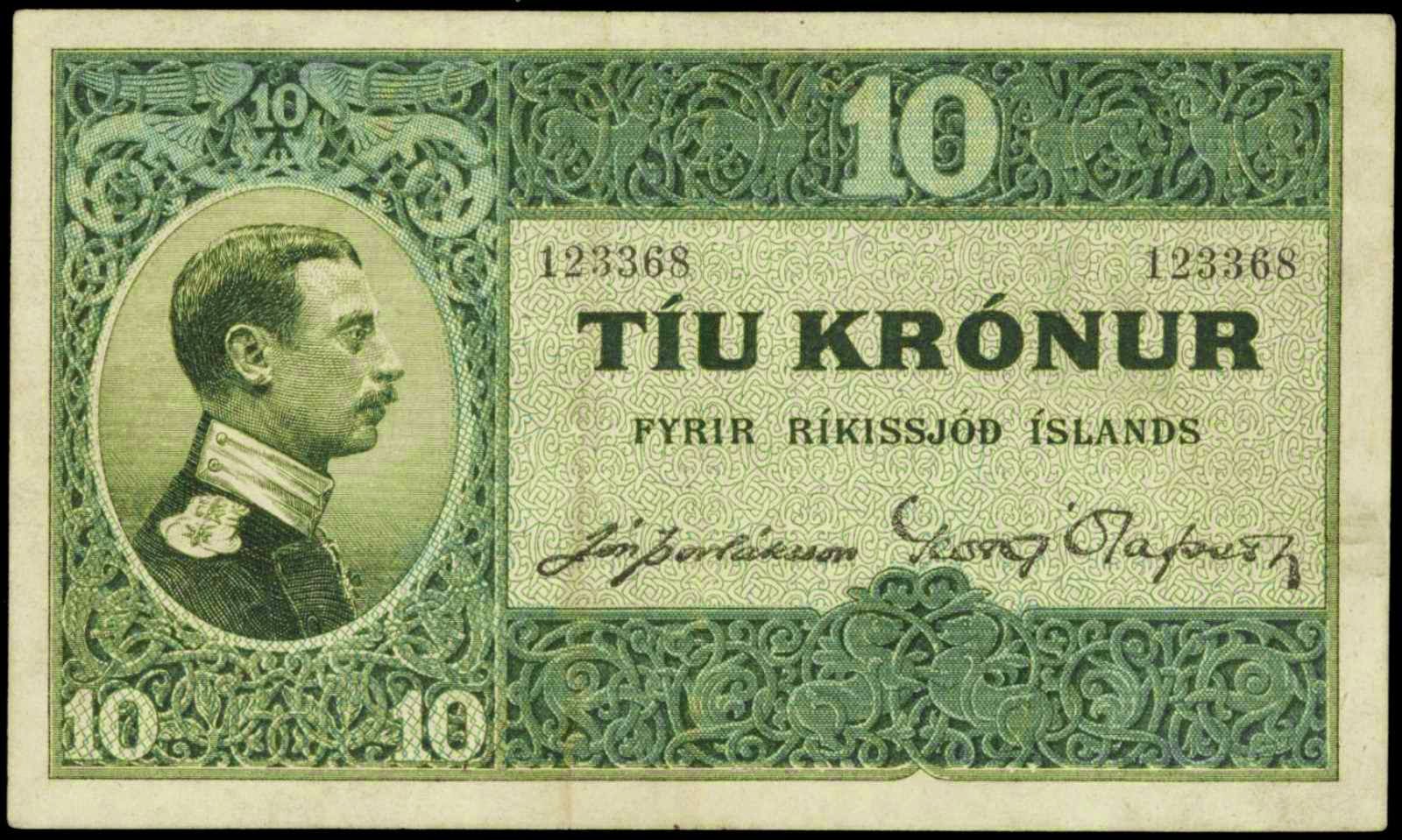 Iceland 10 Kronur banknote 1921 King Christian X of Denmark|World ...