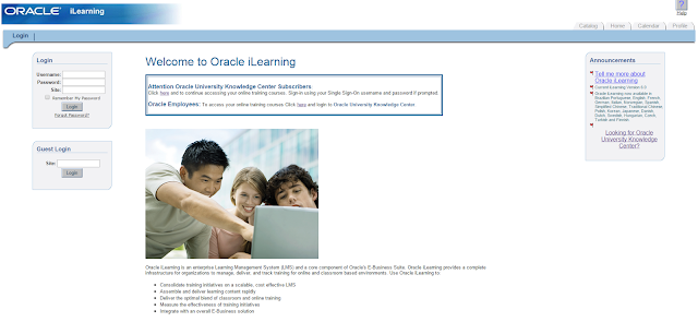 Oracle ilearning : Login into Oracle ilearning