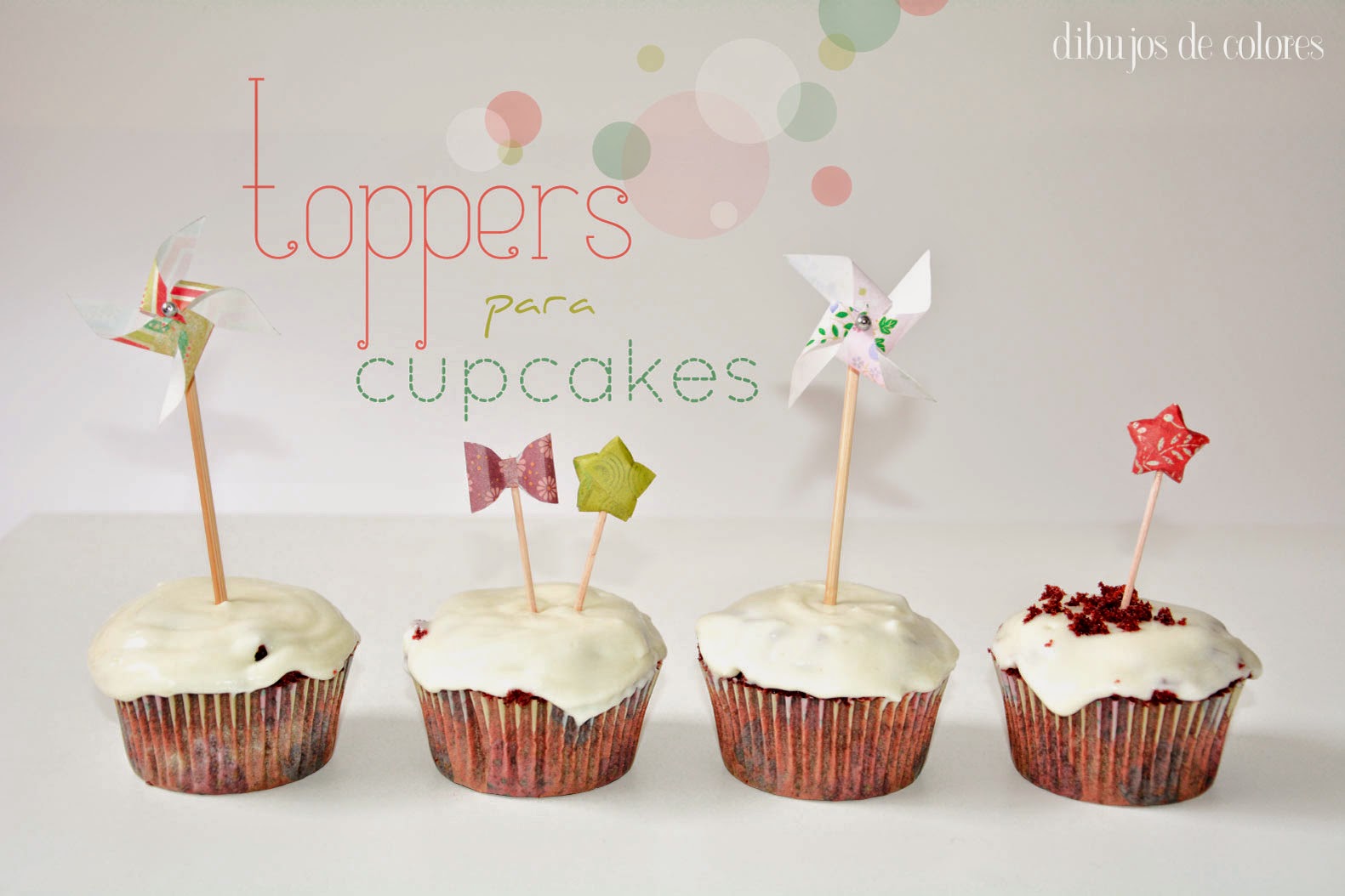 Toppers para decorar cupcakes - Dibujos de Colores