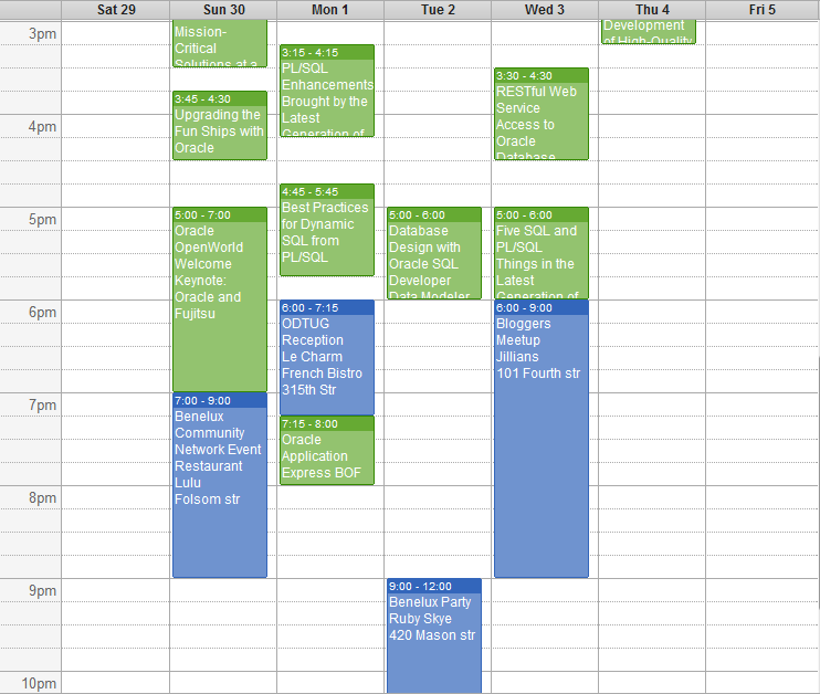 Notes on Oracle: OOW 2012: My Schedule Notes on Oracle: OOW 2012: My Schedule