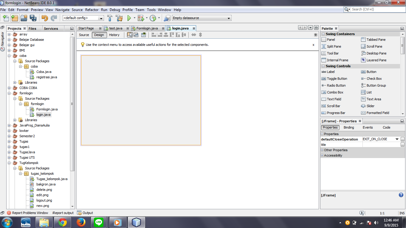 MereBeja.Com: cara membuat form login di java netbeans