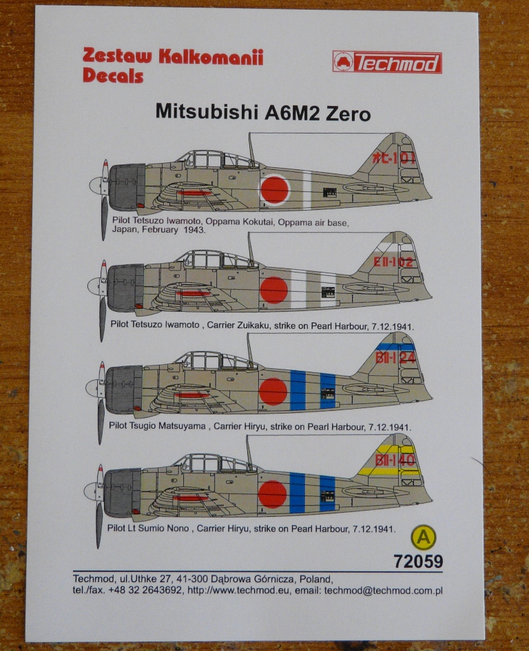 Rowmk9's Modelling Blog: Decal Review: Techmod 1/72 Mitsubishi A6M2 ...