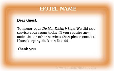 To Serve guest rooms with DND(Do Not Disturb) sign /Lamb