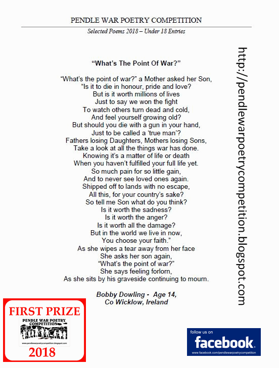 Pendle War Poetry Competition (2012 to 2018): 2018 Results - United ...