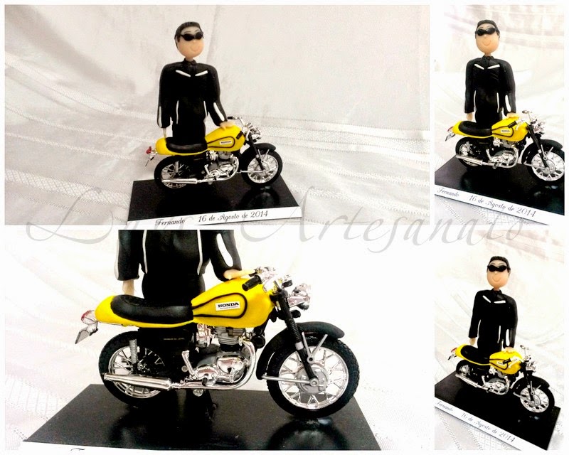 Topo de Bolo Motoqueiro! - Lays Artesanato