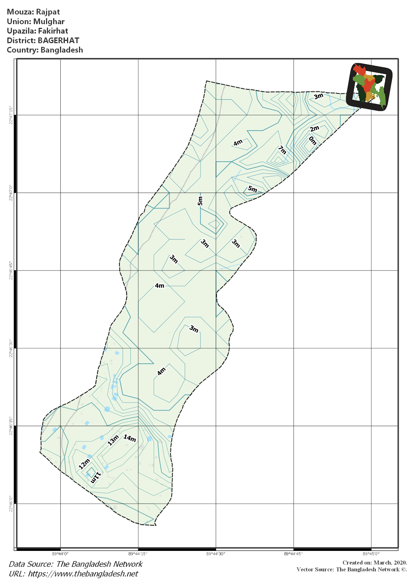 Map of Rajpat Mouza, Fakirhat, Bagerhat