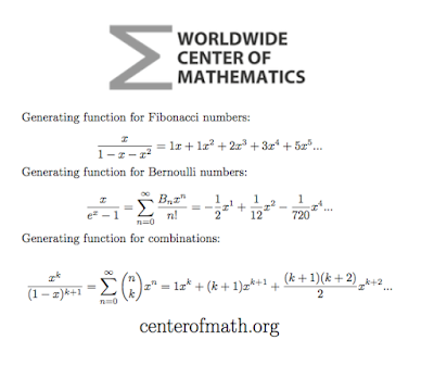 The Center of Math Blog: Generating Functions