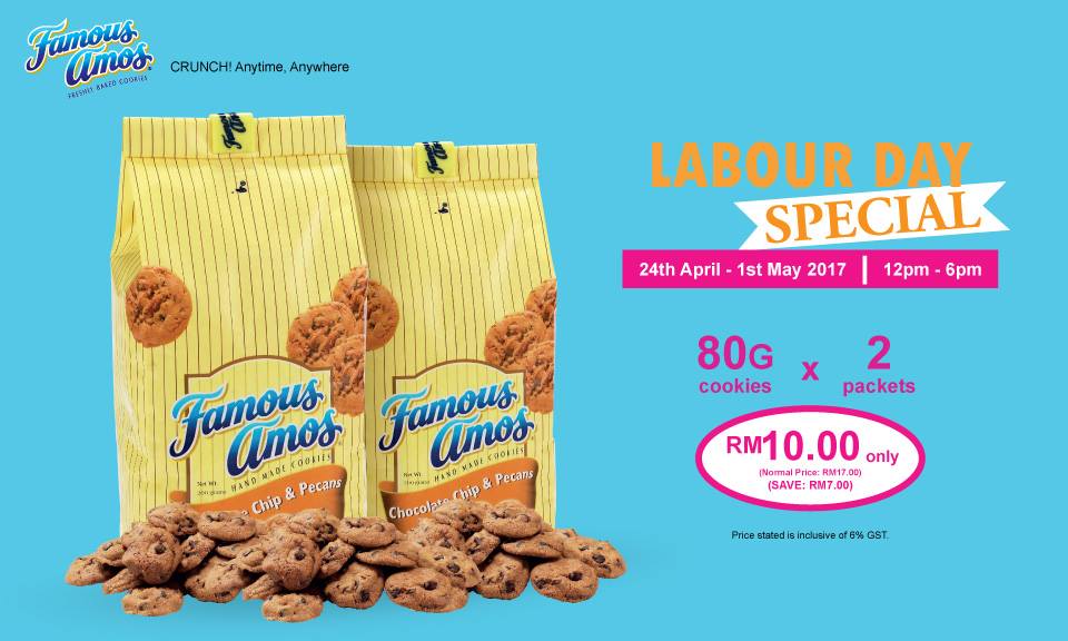 Famous Amos 80g cookies一包只需RM5！不要错过咯！ - Leesharing