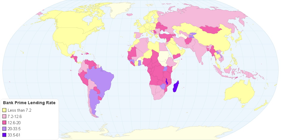 Commercial Bank Prime Lending Rate by Country - Vivid Maps
