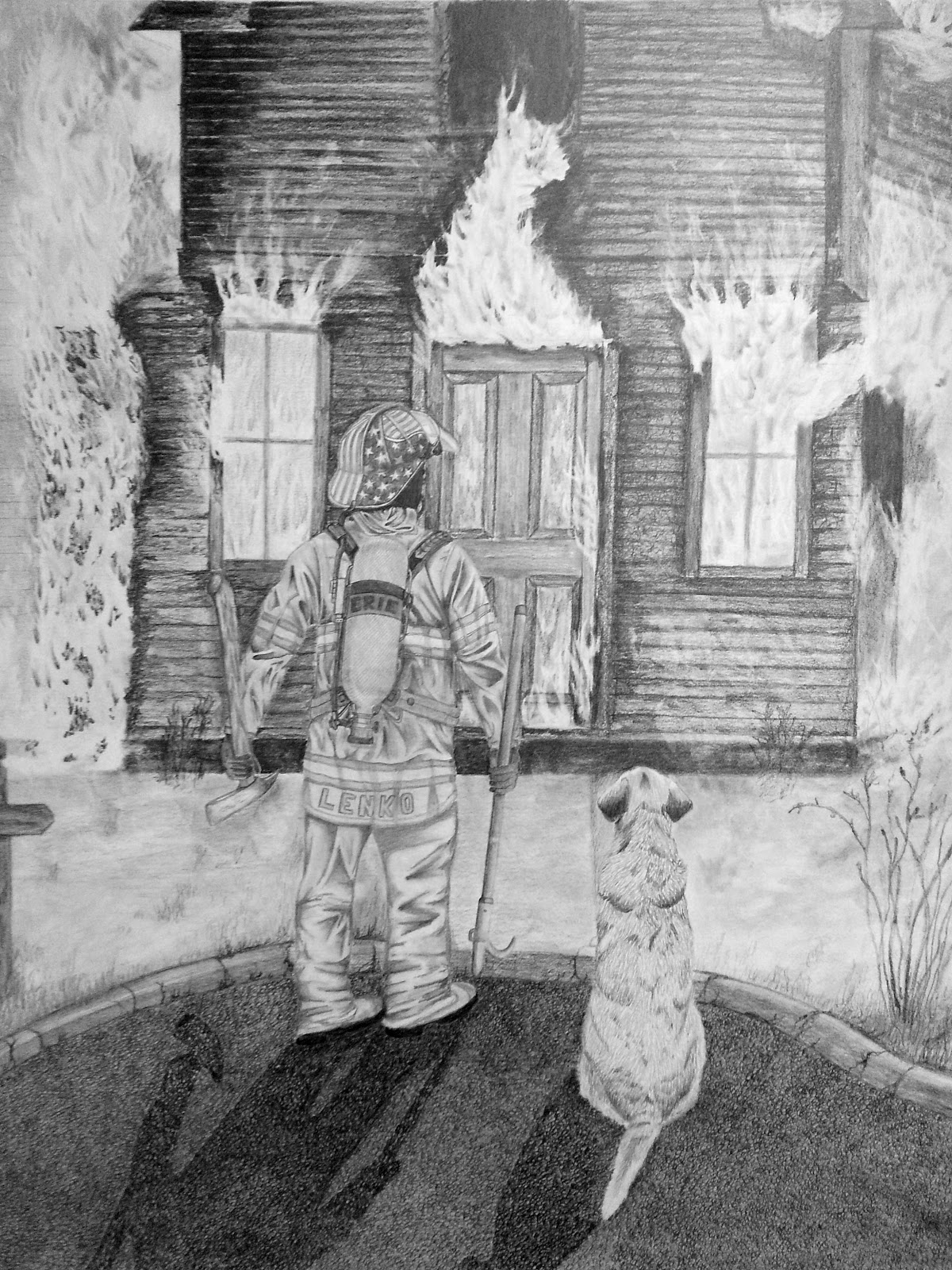 Firefighter Pencil Art
