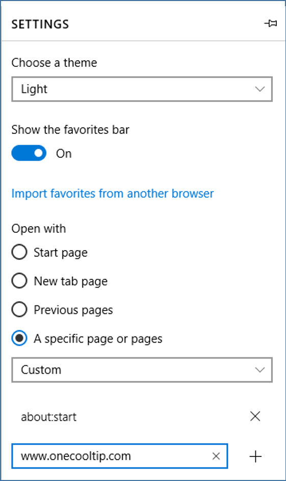 One Cool Tip .com: How to Set Your Start Page in Microsoft Edge