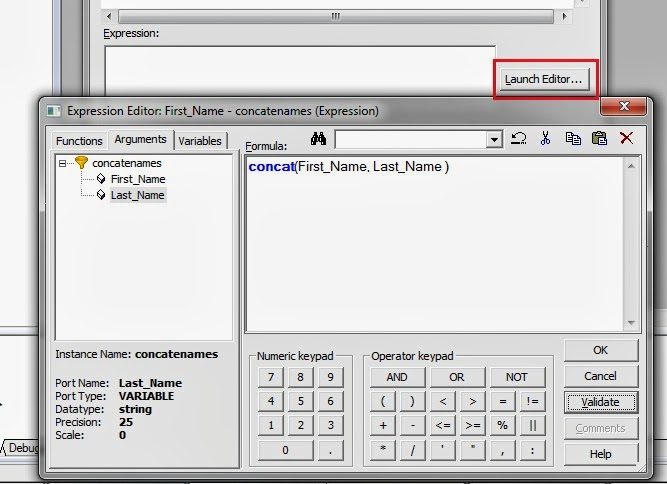 Go to Arguments Tab and create an expression “ concat (First_Name,Last_Name)”