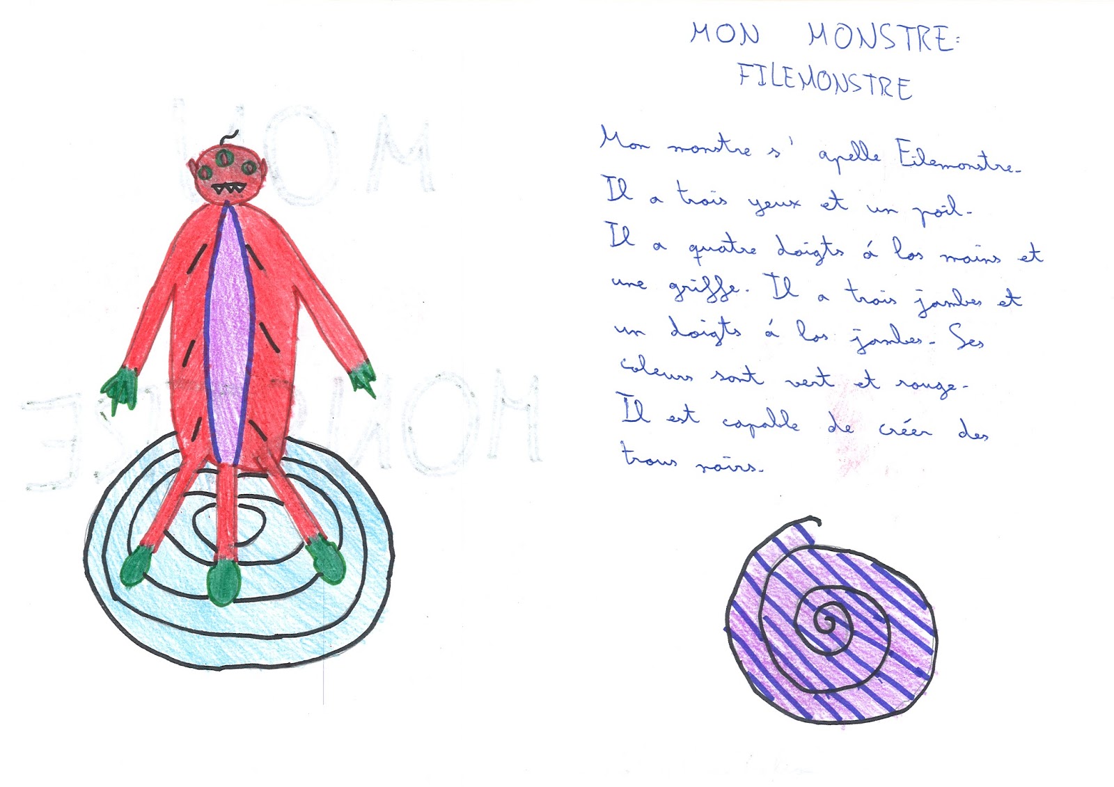 Le coin du français. CEIP "La Paz". Cuenca: MON MONSTRE 5º B