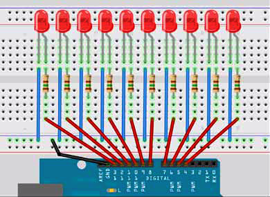Arduino - Programa 05: Efeito Sequencial com LED - Eletrônica de Garagem