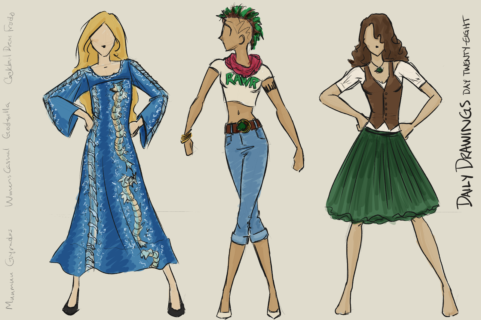 Sketch Blog: Pop Culture Fashion - Daily Drawing Catch Up #3