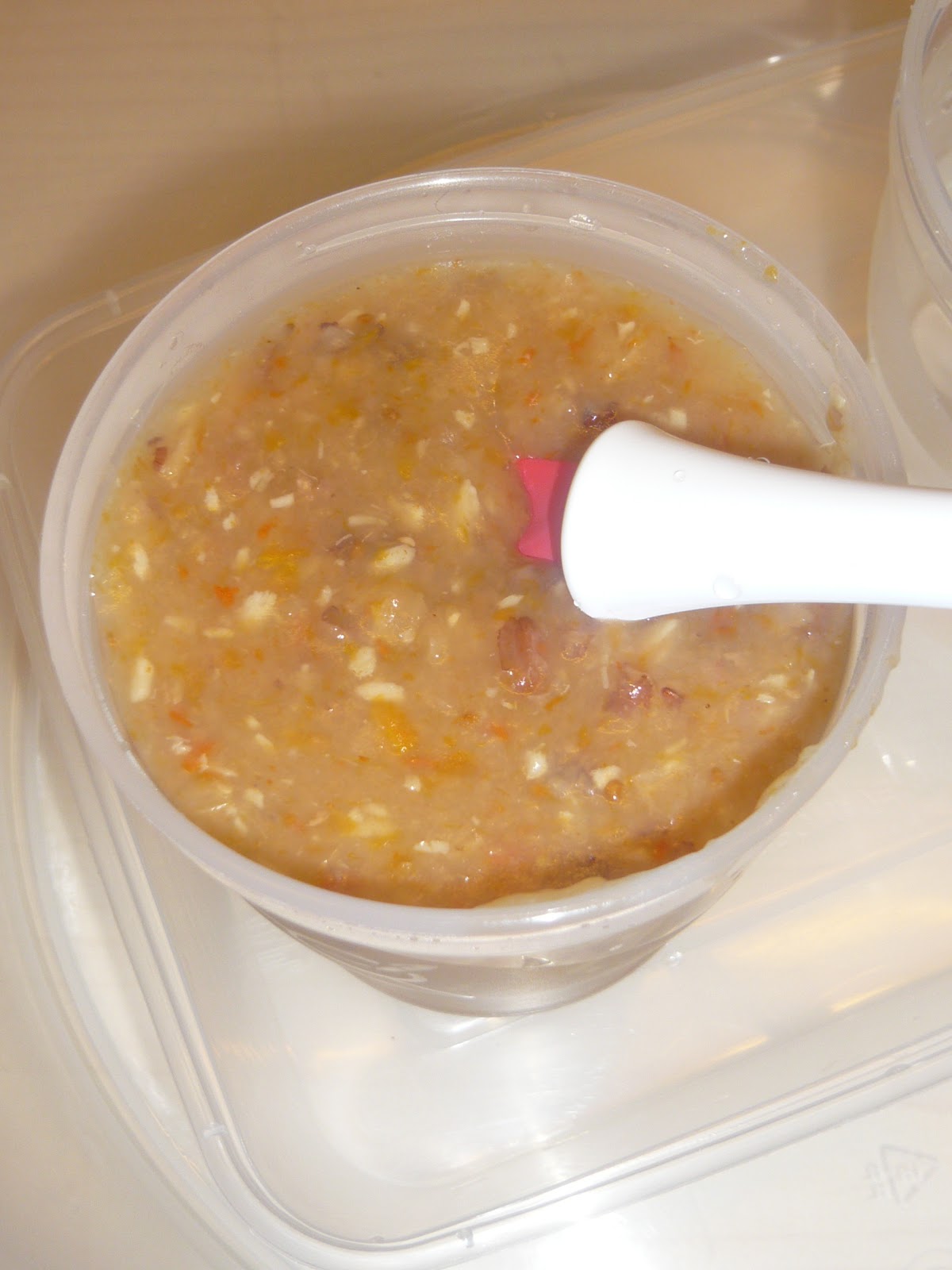 EATING WITH PEBBLES: cod fish and carrot porridge