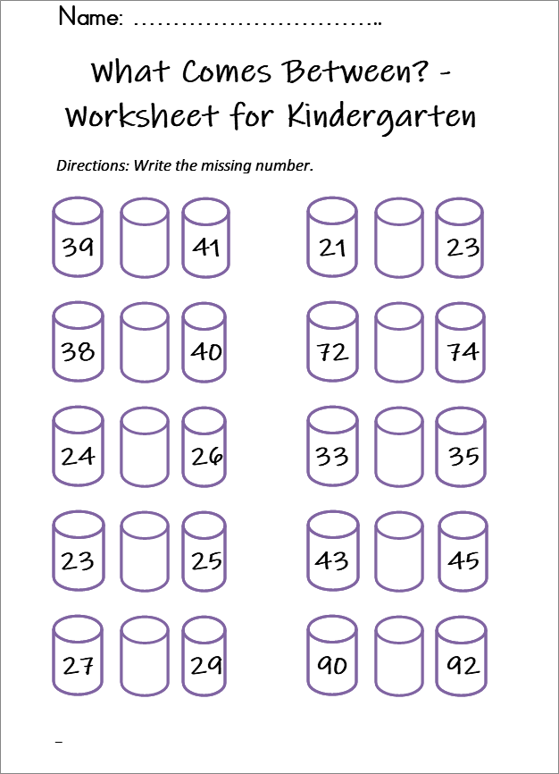 What Comes Between? - Worksheet for Kindergarten