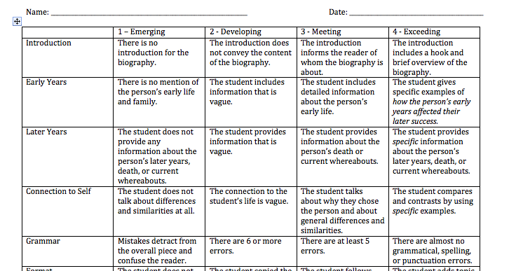 Miss Chaps' Class Blog: Biography Rubric