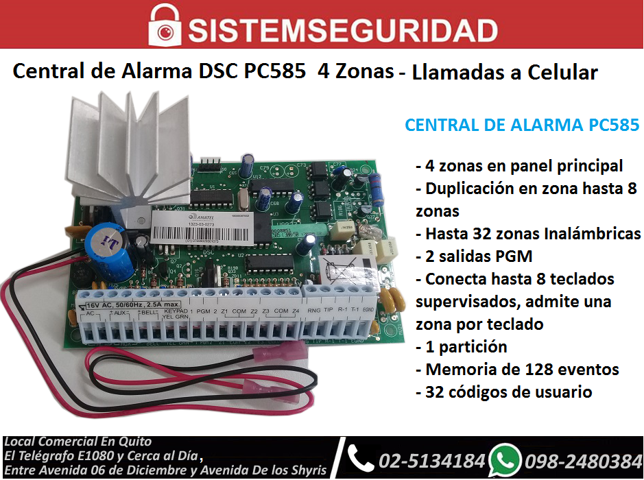 SistemSeguridad Cia. Ltda. : Panel Central Tarjeta Alarma Dsc 585 Pc585 ...