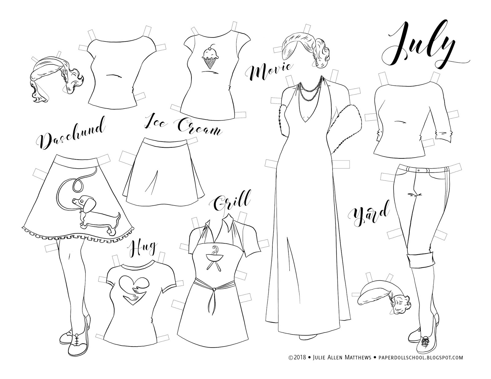 Paper Doll School: July Paper Doll - Set 3