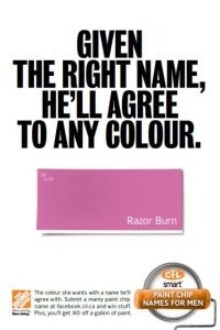 room to grow: Paint Chip Names for Men