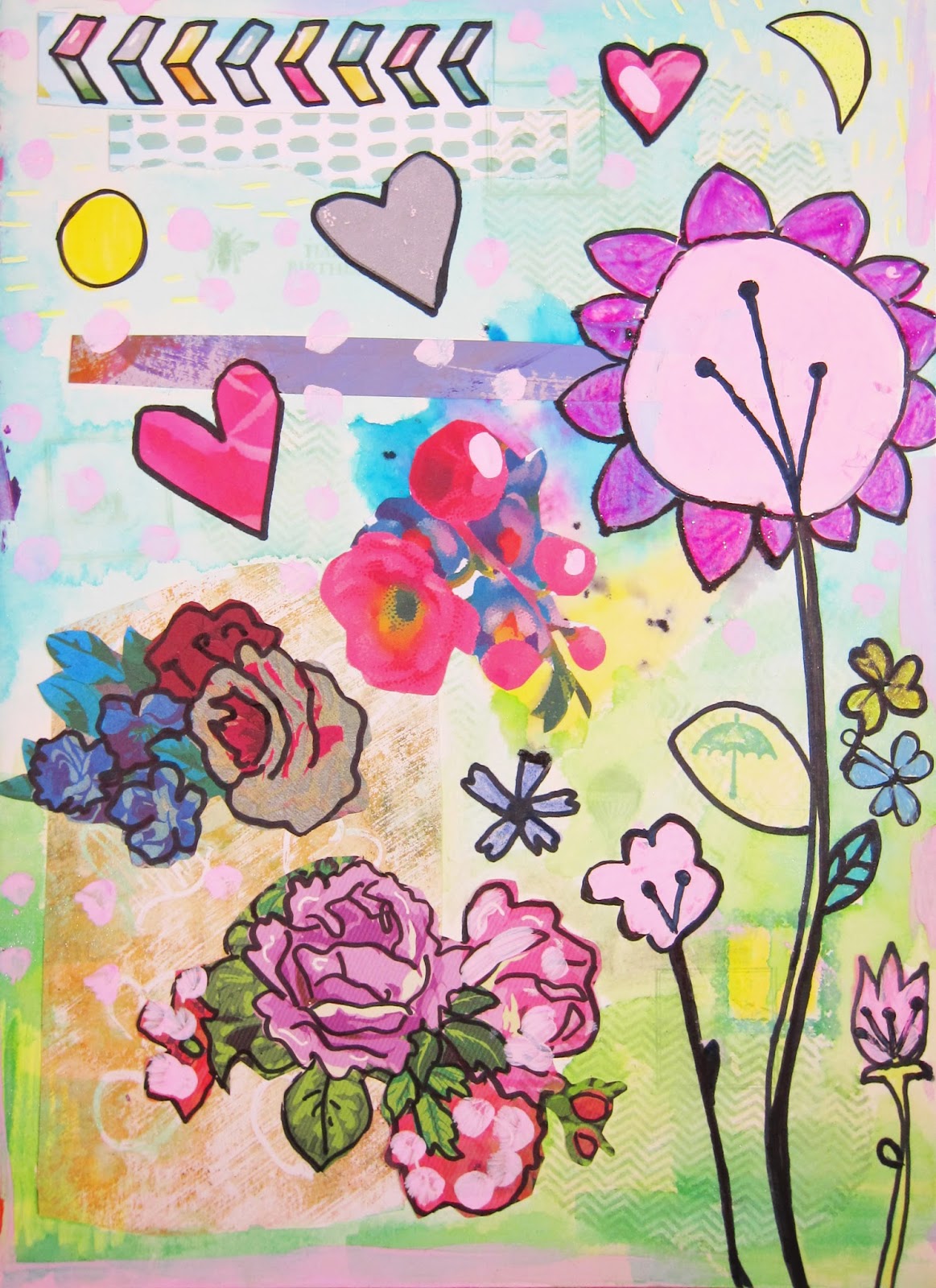 Flower Art Journal Page - Marcia Beckett