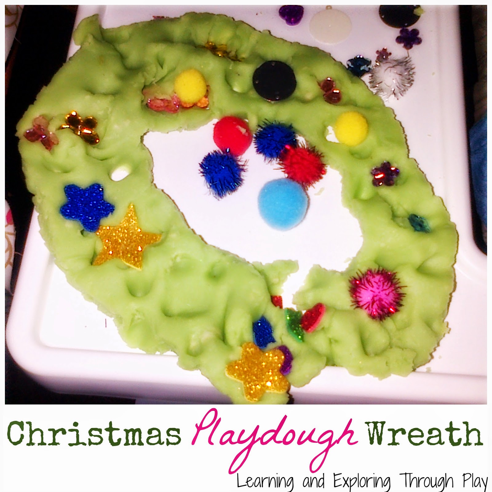 Learning and Exploring Through Play: Christmas Playdough Wreath
