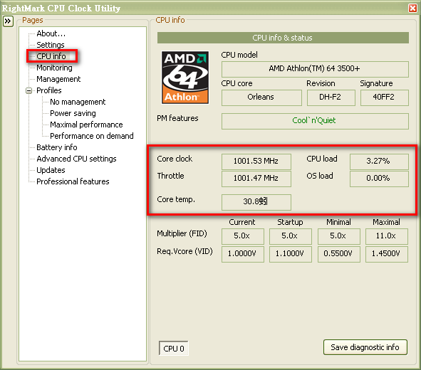 Just Share: [ 好用軟體 ] 「RMclock」, CPU自動降頻、超頻軟體, 減少發熱、省電