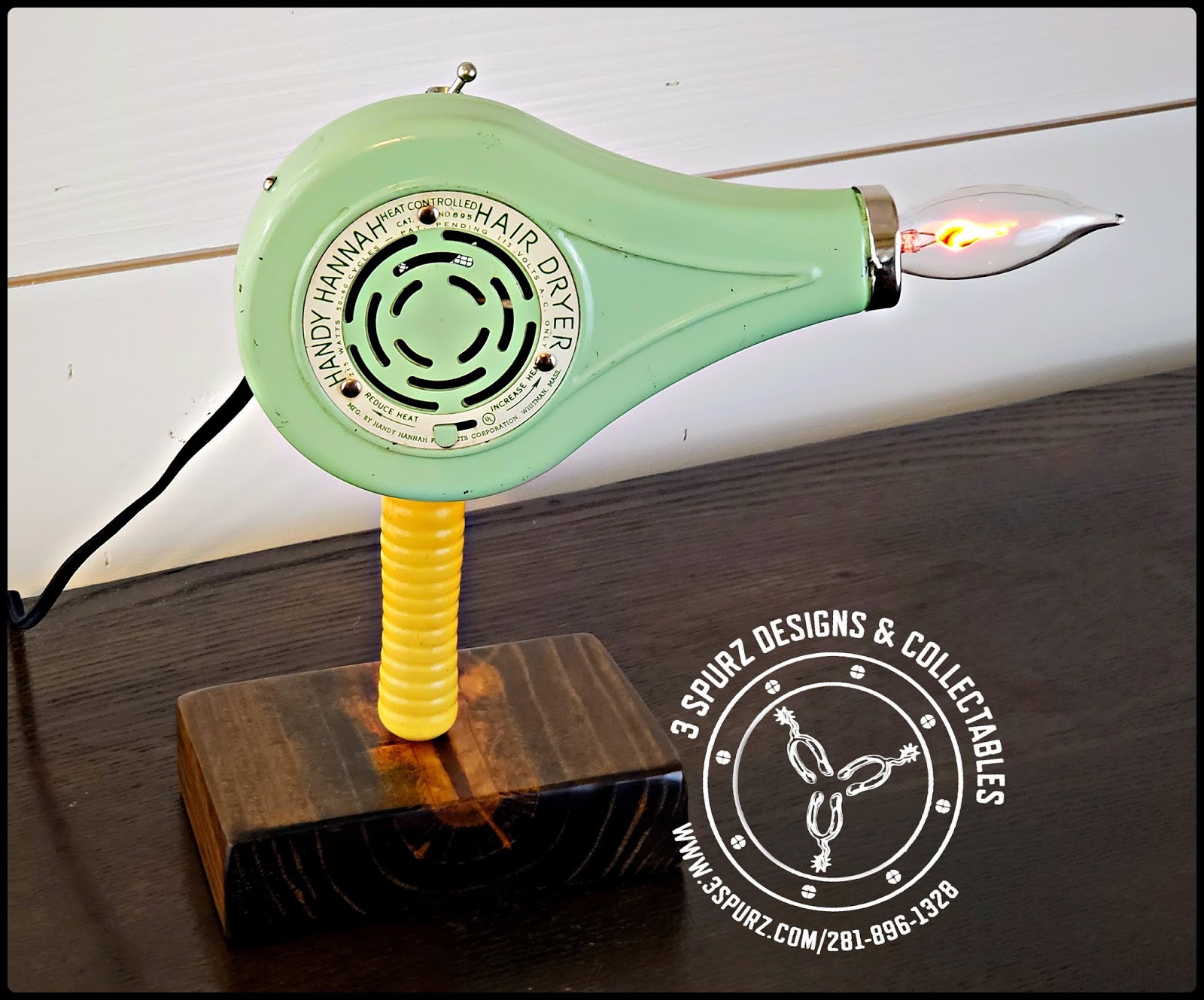 3 Spurz DandC Repurposed /Refurbished Creations!!: Vintage hair dryer lamp